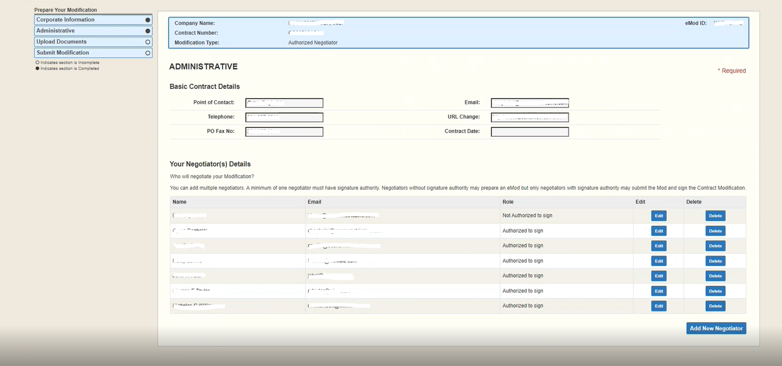 How to Submit a Modification through GSA eMod